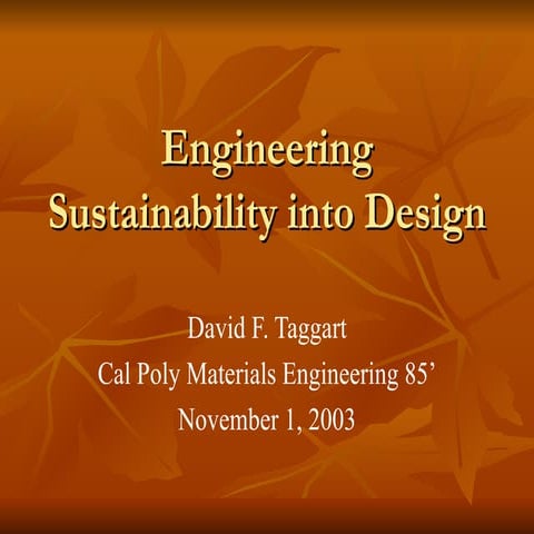 Engineering Sustainability into the Design Process | PPS