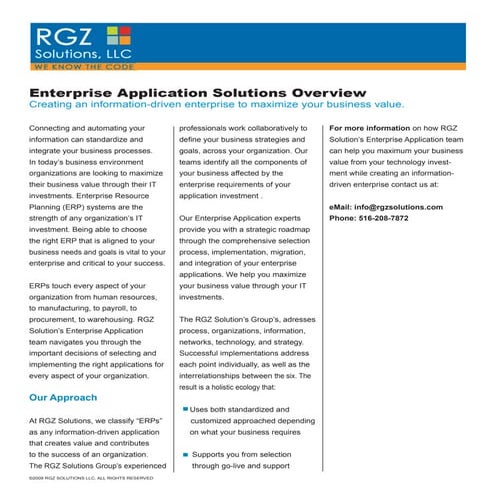 Enterprise Application Solutions Overview