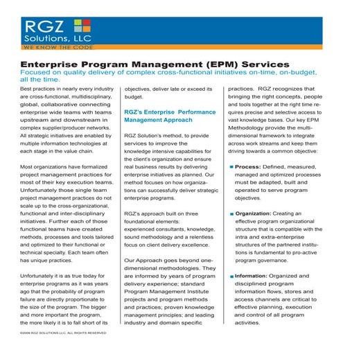 Enterprise Program Management 2 Sided | PDF