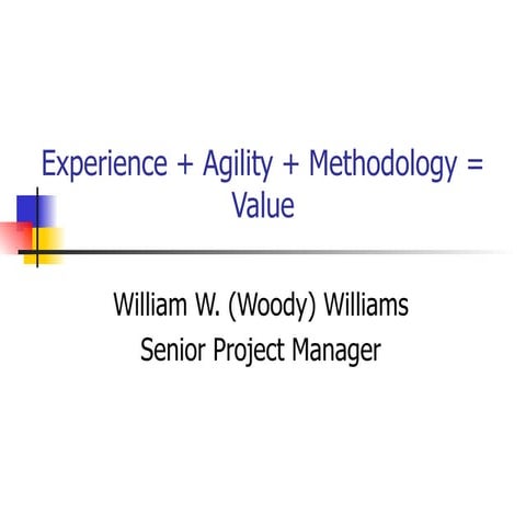 Experience + Agility + Methodology = Value | PPT