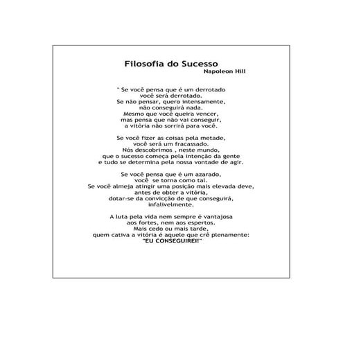 Filosofia Do Sucesso Napoleon Hill | DOC