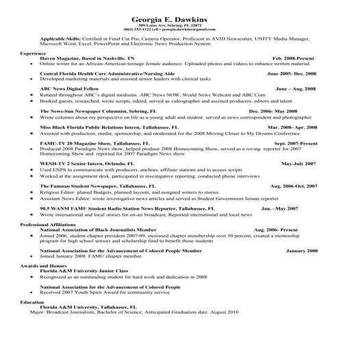 Georgia's Resume | DOC