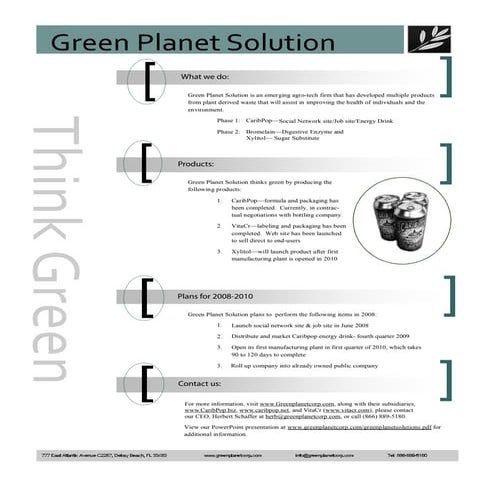 Green Planet Overview | PDF