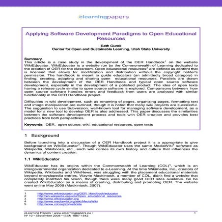 Applying Software Development Paradigms to Open Educational Resources | PDF