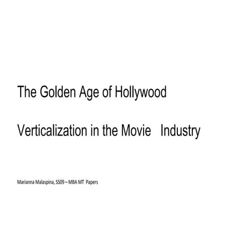 Hollywood Golden Age | PPT | Video Production | Content Production