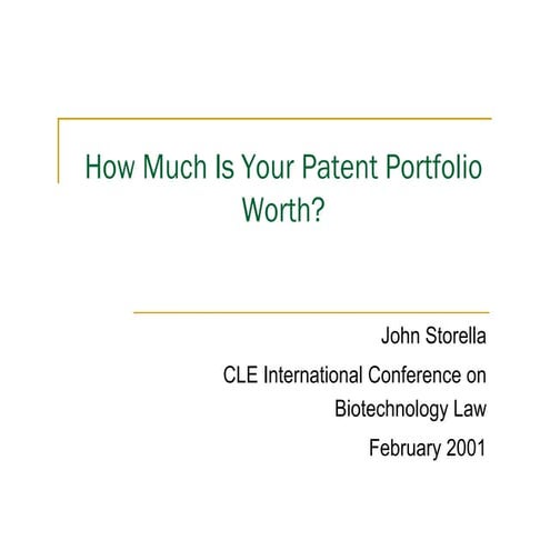 How Much Is Your Patent Portfolio Worth | PDF