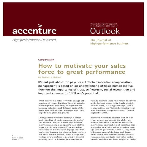 Howto Motivate Your Sales Forceto Great Performance | PDF