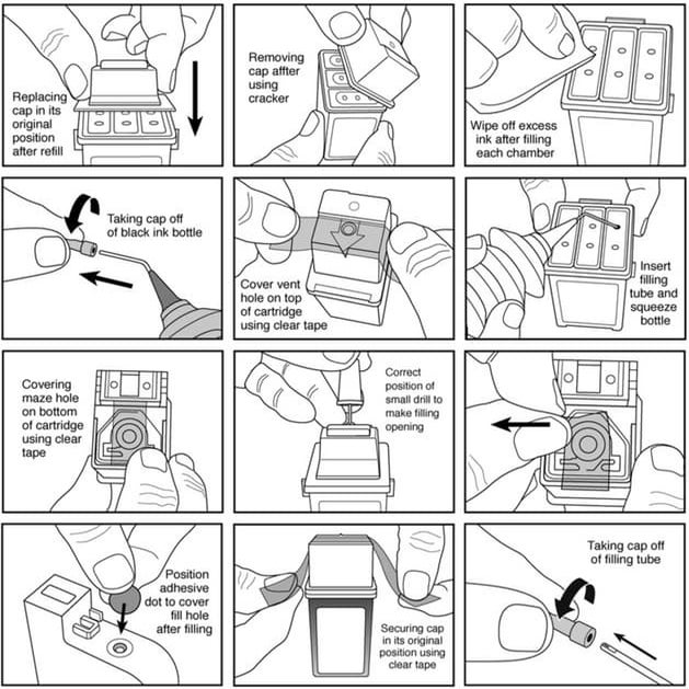 Instructional Diagram for Refilling Ink | PDF | Computer Peripherals | Computing