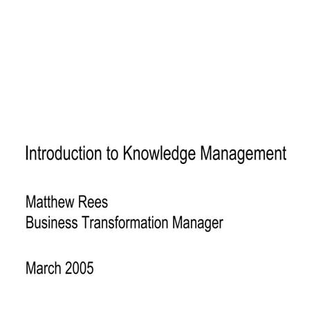 Introduction To Knowledge Management | PPT