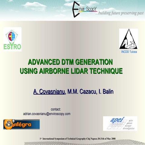 ADVANCED DTM GENERATION USING AIRBORNE LIDAR TECHNIQUE | PPT ...