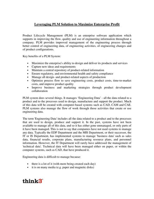 Comprehending the Difference Between PLM and PDM | PDF