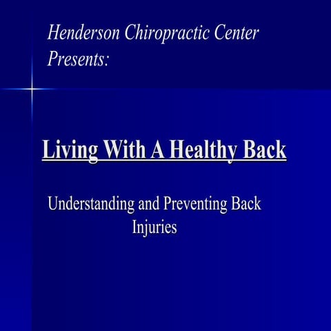 Living With A Healthy Back | PPT