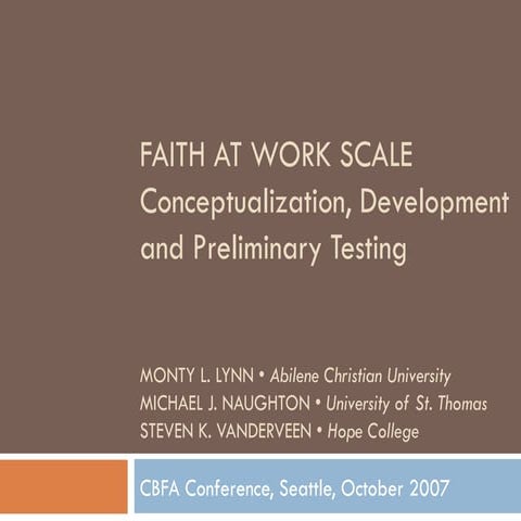 Faith at Work I | PPT