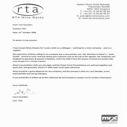 RTA Letter of Reference | PDF