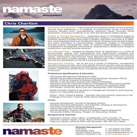 Namaste About Chris Charlton | PDF