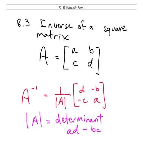 PC 8.3 Notes Inverse Matrices | PDF