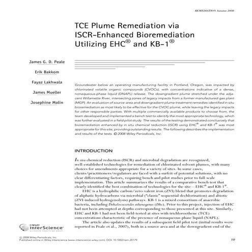 Project SABRE (Source Area BioRemediation) – an Overview | PDF