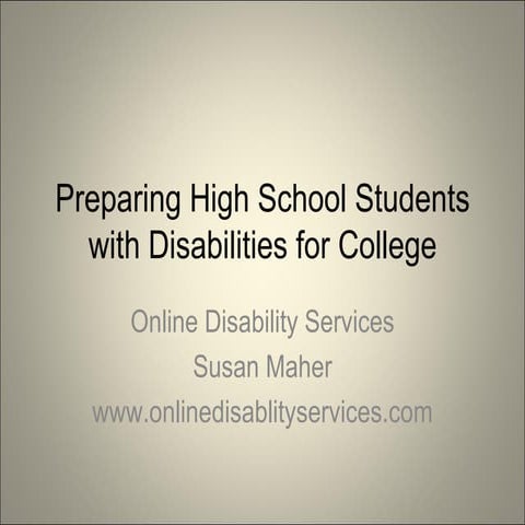 Preparing High School Students With Disabilities For College03 | PPT ...