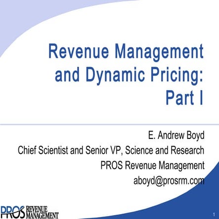 Revenue Management And Dynamic Pricing Part I | PPT