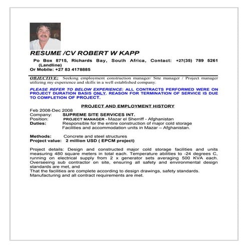 Robert W Kapp Resume | DOC