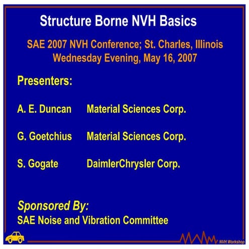 2007 SAE Structure Borne NVH Workshop | PDF