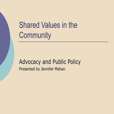 Shared Values In The Community - Advocacy | PPT