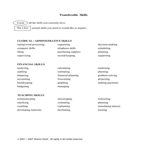Transferable Skills | PDF | Business | Business and Finance