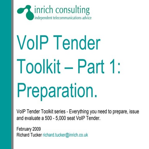 VoIP Tender Toolkit - Part 1: Preparation | PPT | Phone Services | Home ...