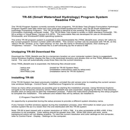 Win Tr55 Readme | DOC