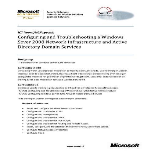 Windows Server2008training Ict Noord Ngn | PDF
