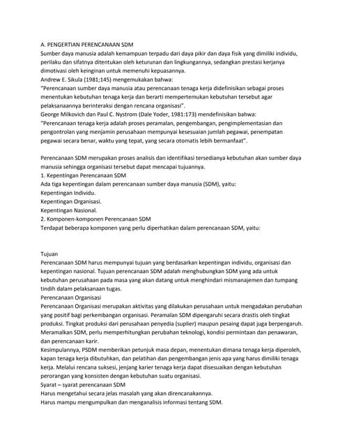 Makalah Metode Perencanaan Sumber Daya Manusia (SDM): Strategi dan ...