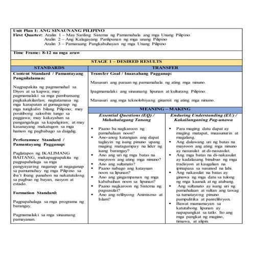 Unit Plan I - Grade Five | PDF