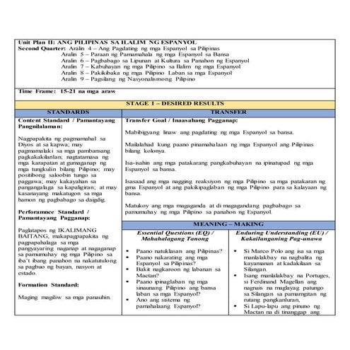 Unit Plan II - Grade Five | DOCX