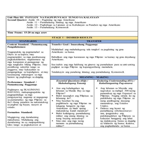Unit Plan - Grade Five | DOCX