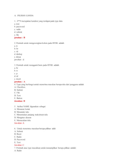 Soal html KOde | PDF
