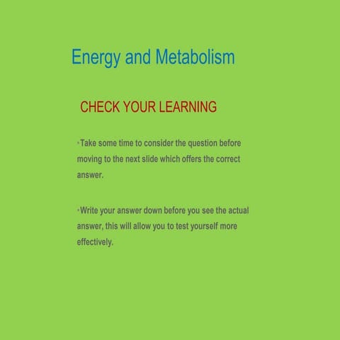 A. energy and metabolism check your learning | PPTX