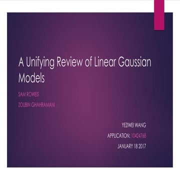 A Unifying Review Of Linear Gaussian Models Ppt 