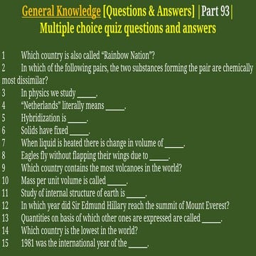 General Knowledge [Questions & Answers] | Part 93 | | PDF