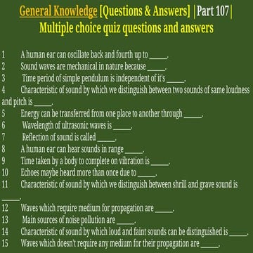 General Knowledge [Questions & Answers] | Part 107 | | PDF