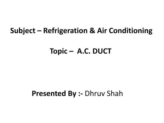 Hvac duct design | PPTX