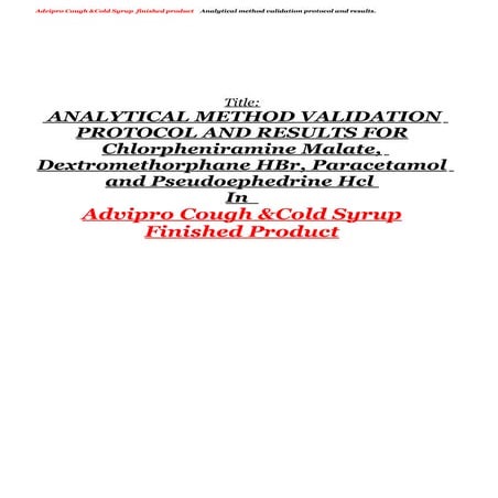 A.m.v protocol for advipro | DOC