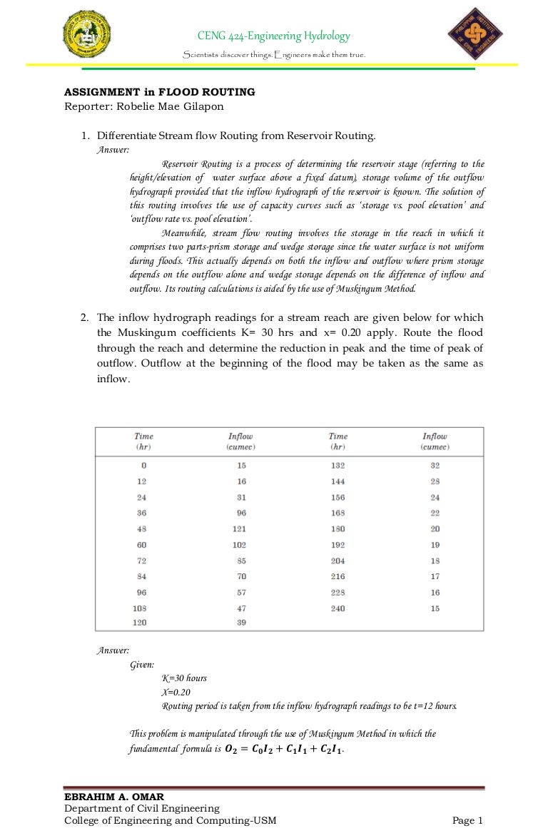 Flood Routing Using Muskingum Method