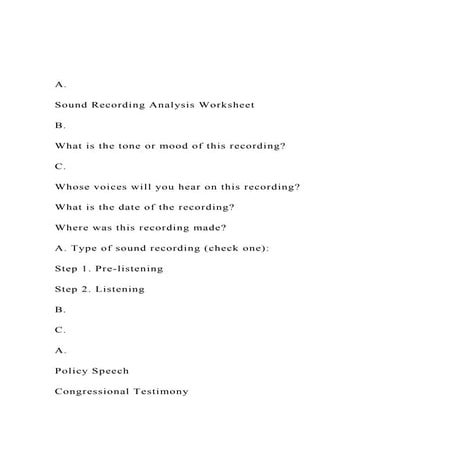 A.Sound Recording Analysis WorksheetB.What is the .docx
