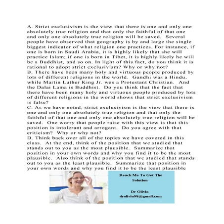 A. Strict exclusivism is the view that there is one and only one abs.docx