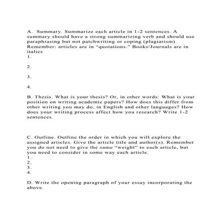 A. Summary. Summarize each article in 1-2 sentences. A summary sh.docx