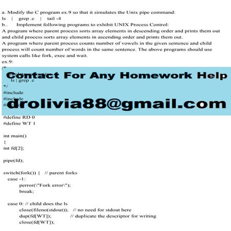 A Modify The C Program Ex9 So That It Simulates The Unix Pipe Commpdf 7534