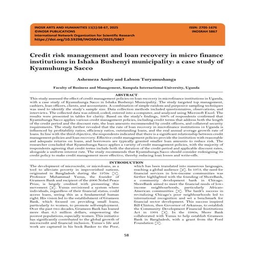 Credit risk management and loan recovery in micro finance institutions ...