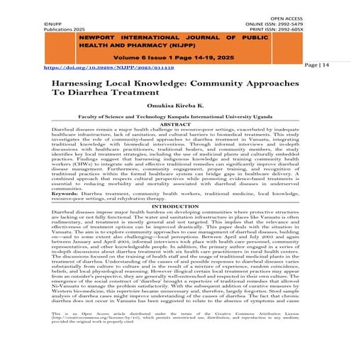 Harnessing Local Knowledge: Community Approaches To Diarrhea Treatment ...