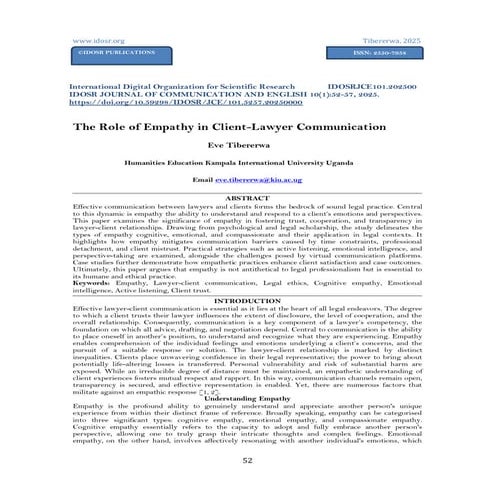 The Role of Empathy in Client-Lawyer Communication (www.kiu.ac.ug) | PDF