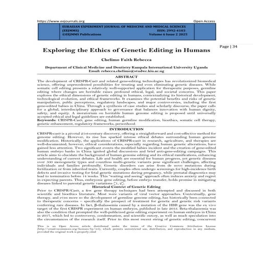 Exploring the Ethics of Genetic Editing in Humans (www.kiu.ac.ug) | PDF